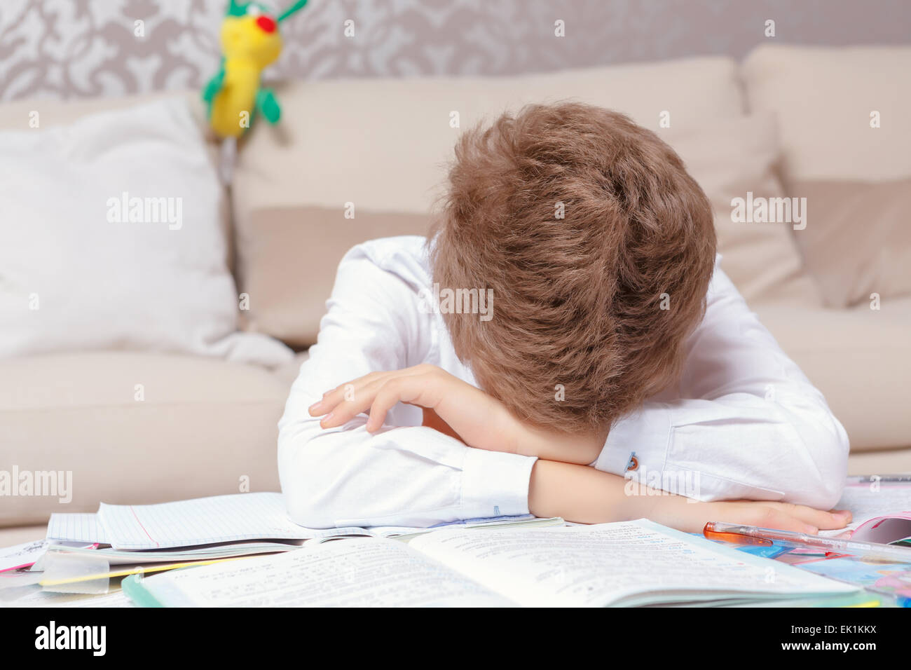 School boy doing home tasks Stock Photo - Alamy