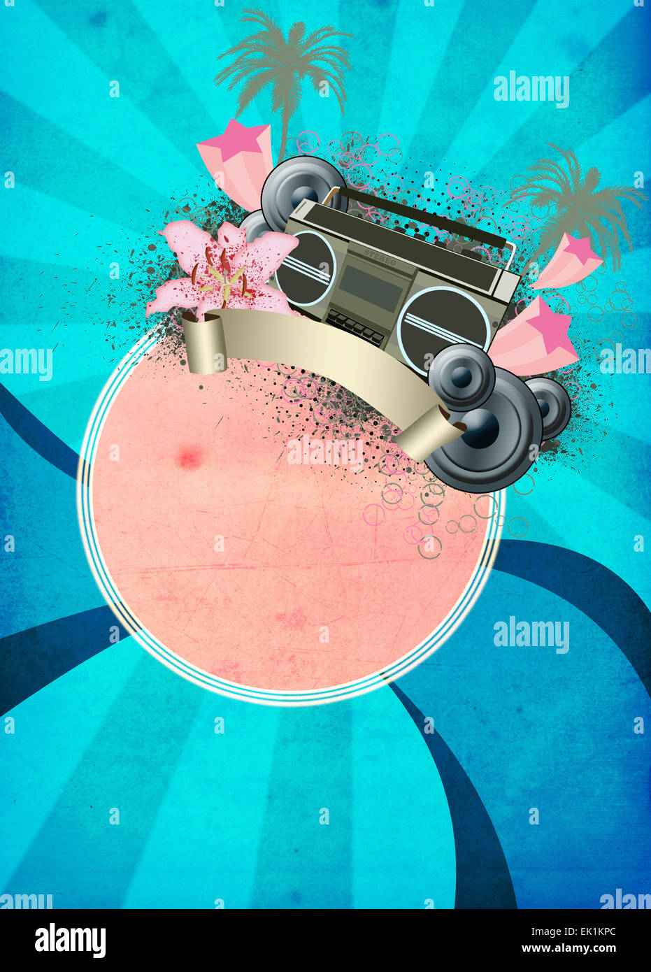 Retro summer party invitation poster or flyer background with space ...