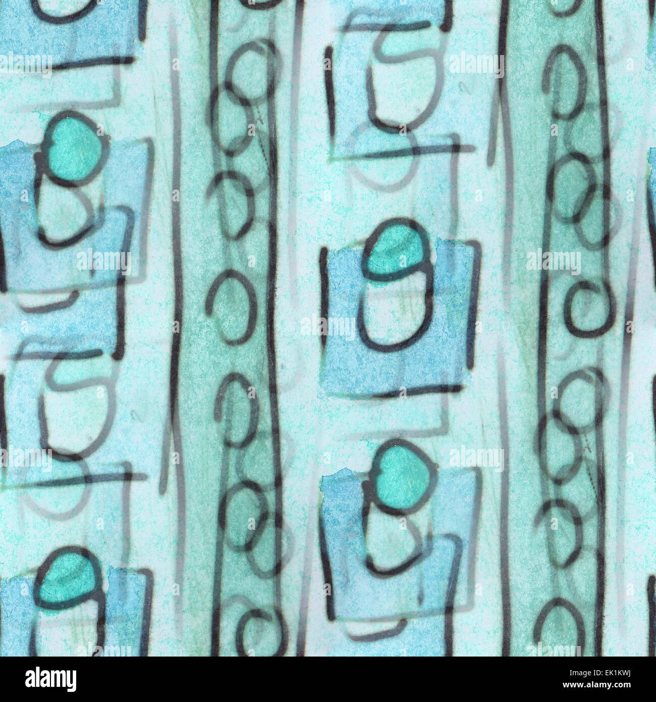seamless turquoise squares, circles texture background wallpaper Stock ...