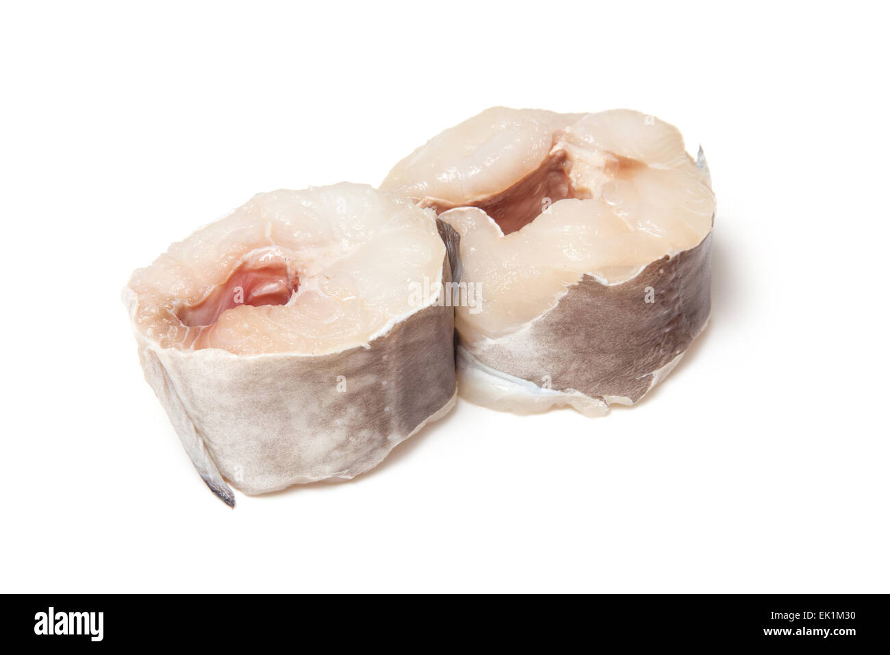 European conger (Conger conger) fish steaks isolated on a white studio ...