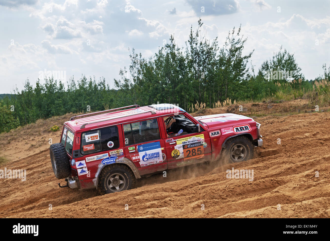 Races on a rally-raid on sandy dunes. Rally-raid Baha "Belarus" 2014 ...