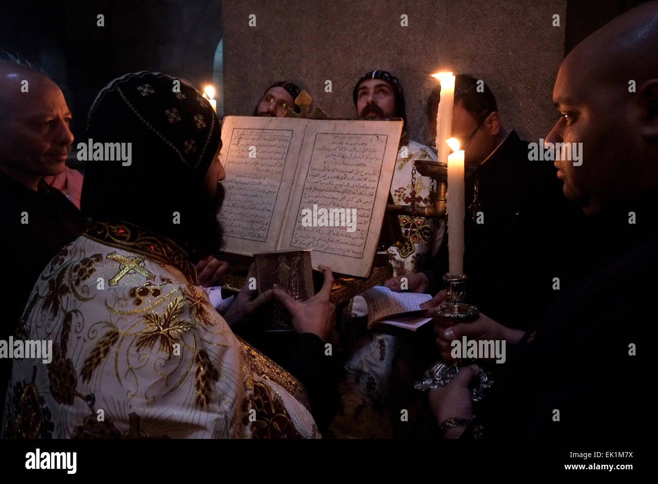 Coptic Orthodox clergy taking part in a procession during Lazarus ...
