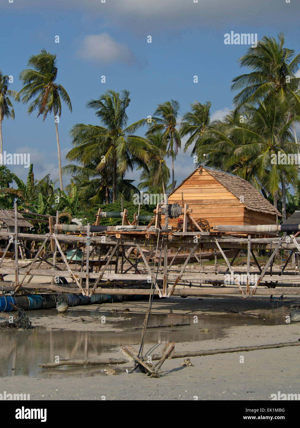 Mobile kelongs, fishing houses built on stilts in Bintan island ...