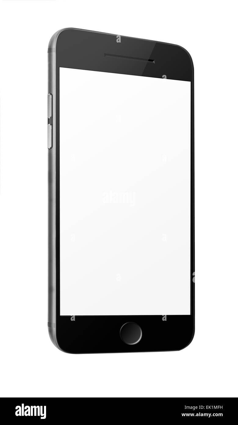 Mobile smart phone with white screen isolated on white background ...