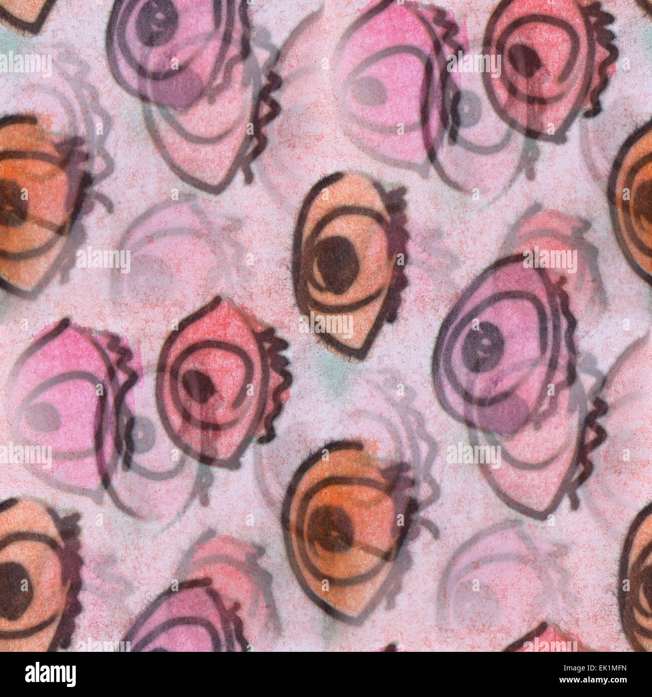 seamless pink, brown, red eyes texture background wallpaper patt Stock ...
