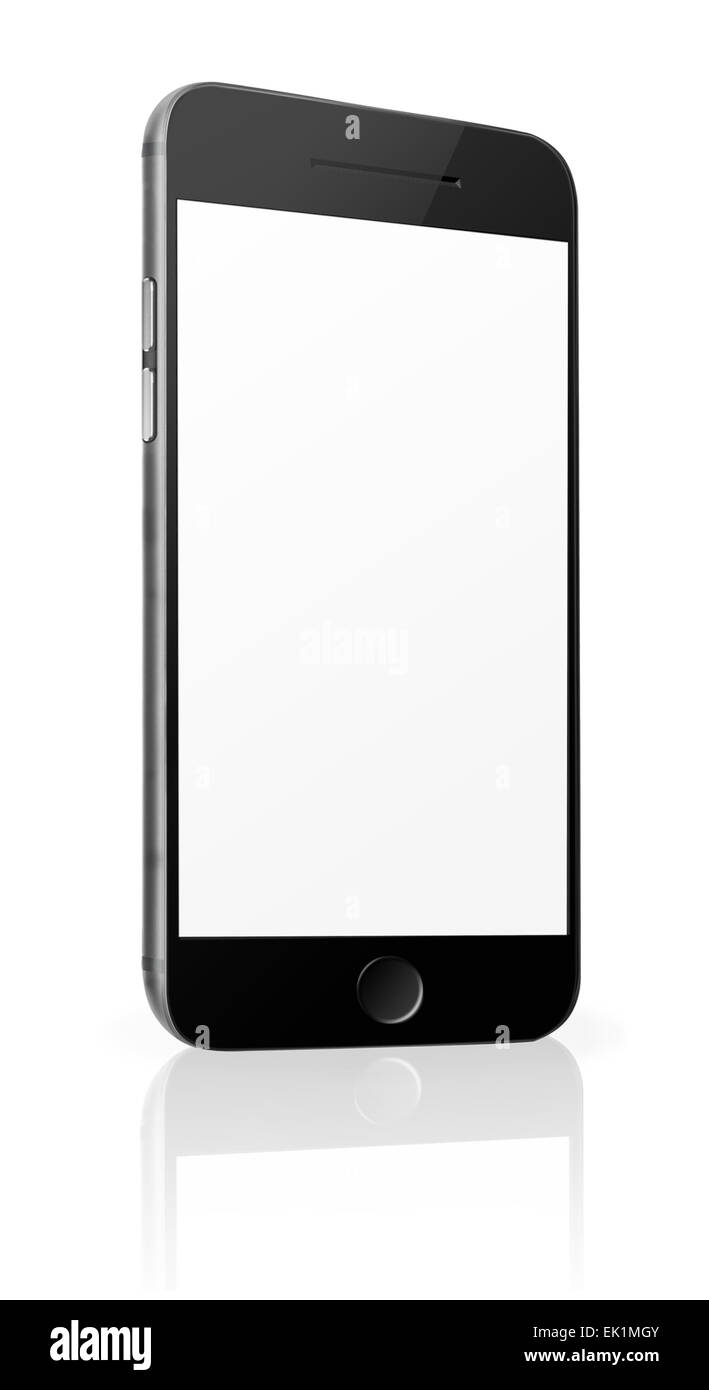 Mobile smart phone with white screen isolated on white background ...