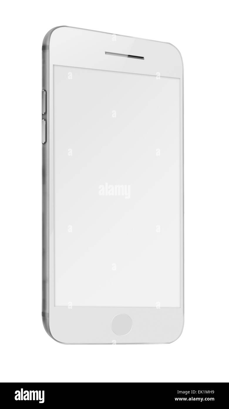 Mobile smart phone with white screen isolated on white background ...