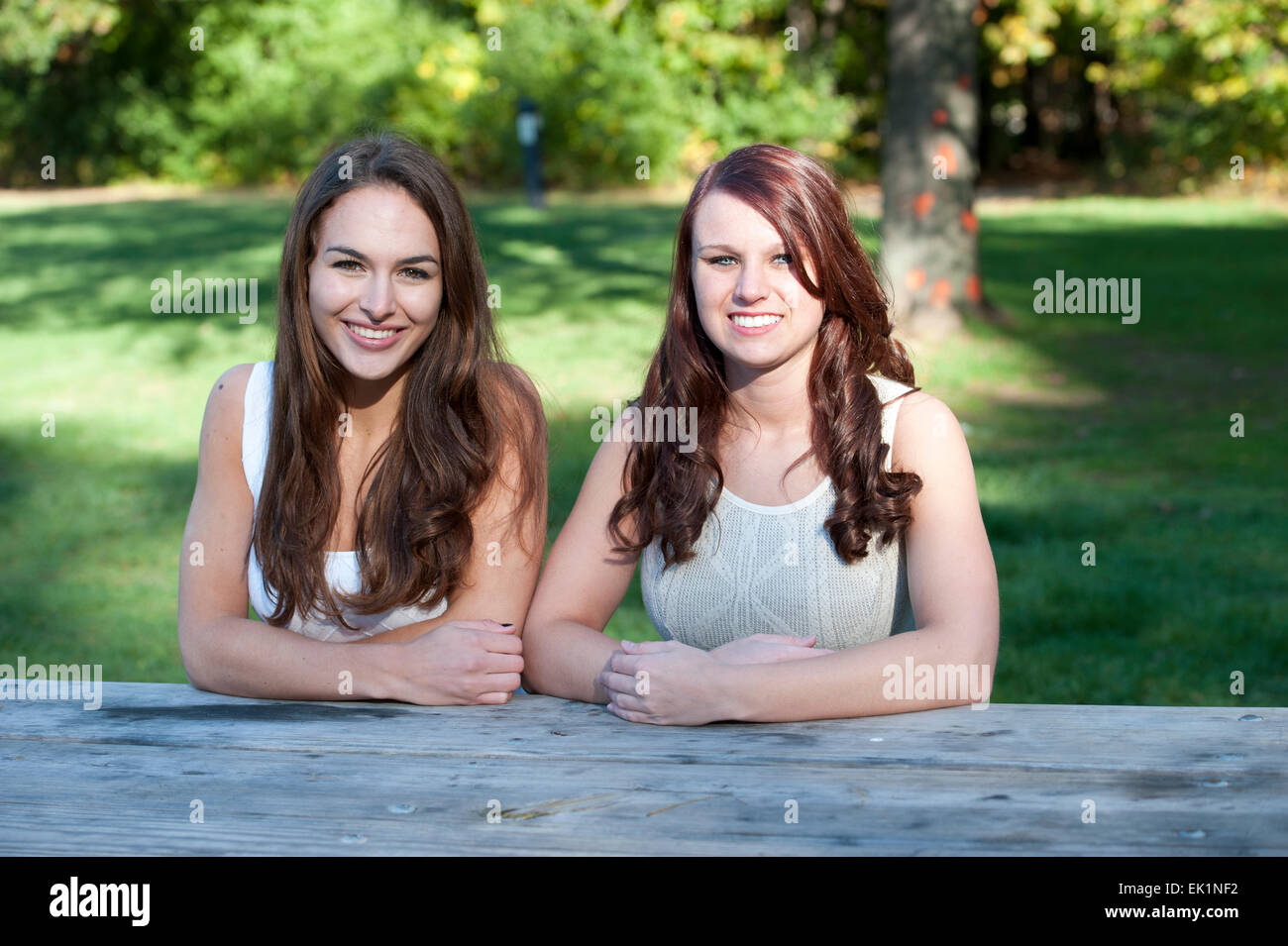 Happy Girls Posing Stock Photo - Alamy