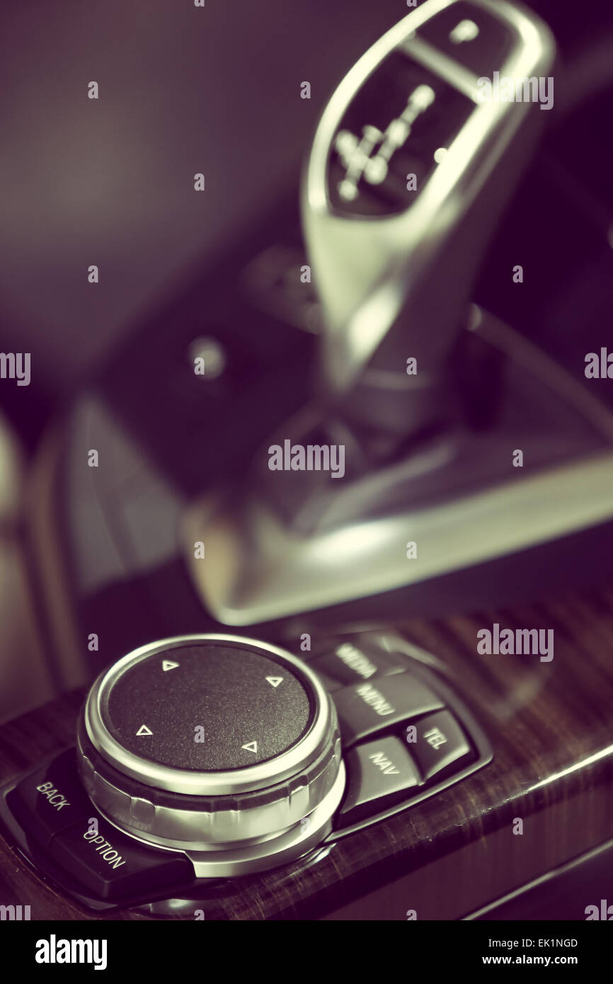 Detail of some black buttons in a car Stock Photo - Alamy