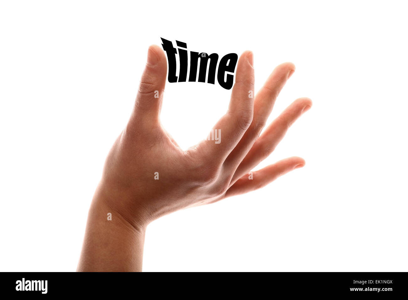 Color horizontal shot of a of a hand holding the word "time Stock Photo ...