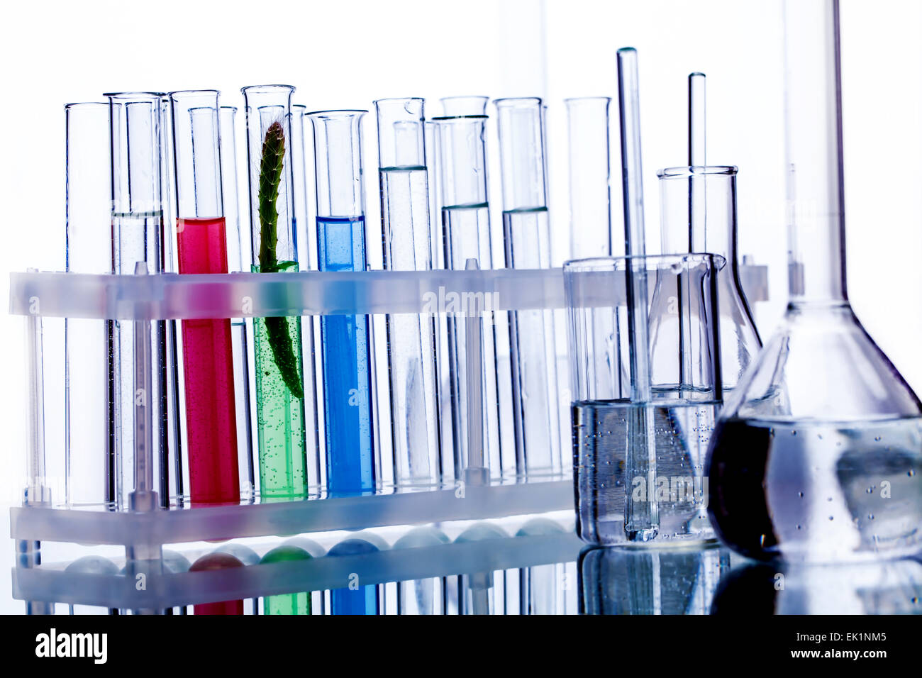 test tubes with reflection on white background Stock Photo - Alamy