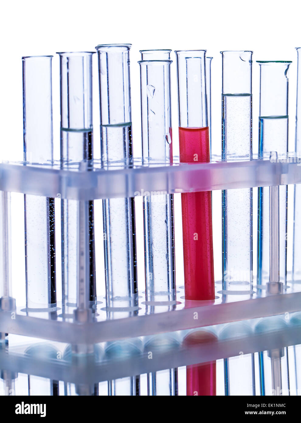 chemical test tubes with reflection on white background Stock Photo - Alamy