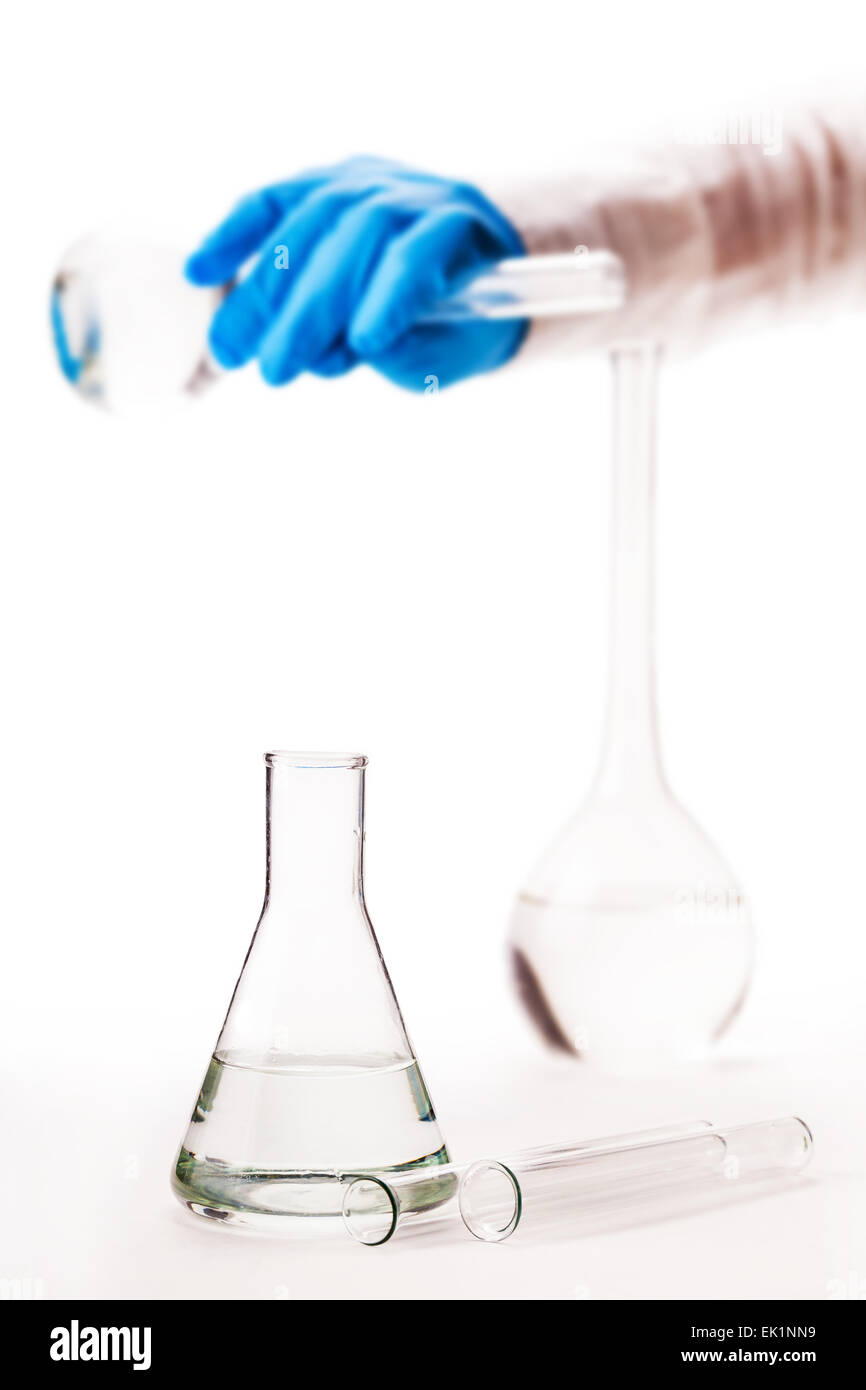 assistant conducting chemical experiments on a white background Stock ...
