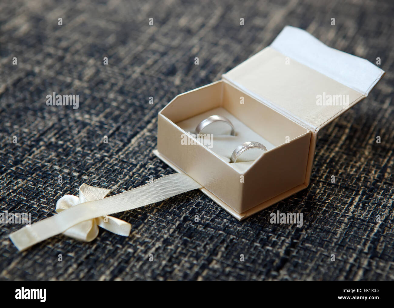 Closeup of the wedding rings in the box Stock Photo - Alamy