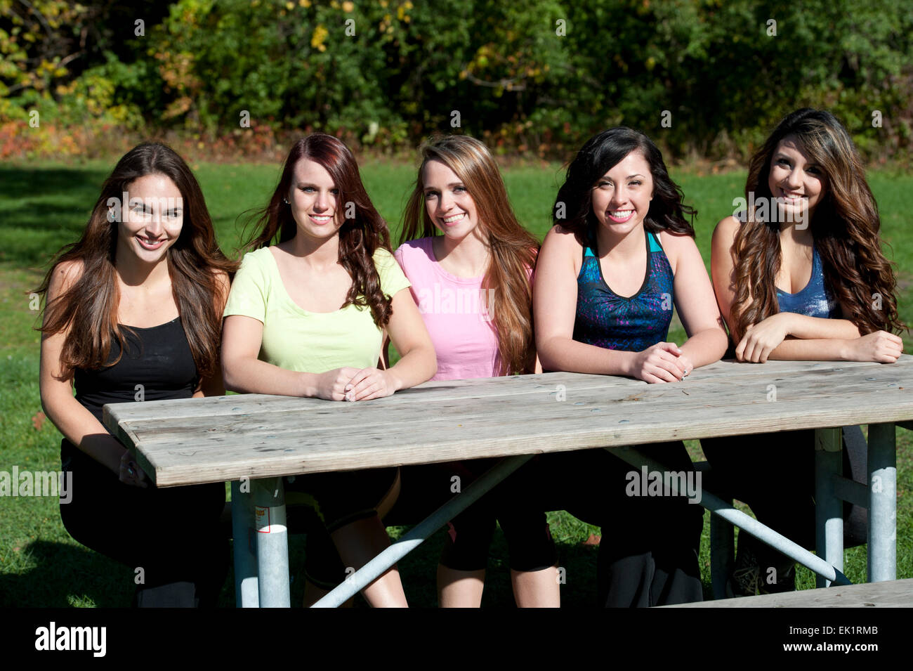 Happy Girls Posing Stock Photo - Alamy