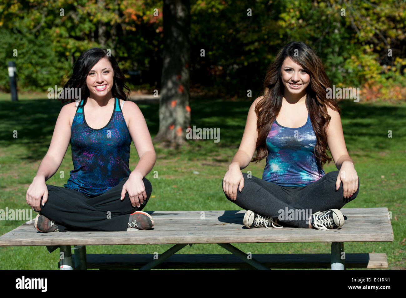 Happy Girls Posing Stock Photo - Alamy