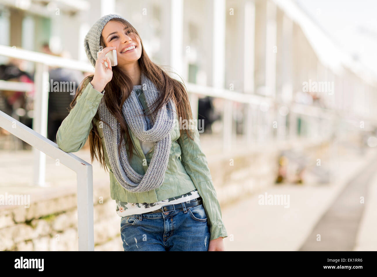 Young woman with mobile phone Stock Photo - Alamy