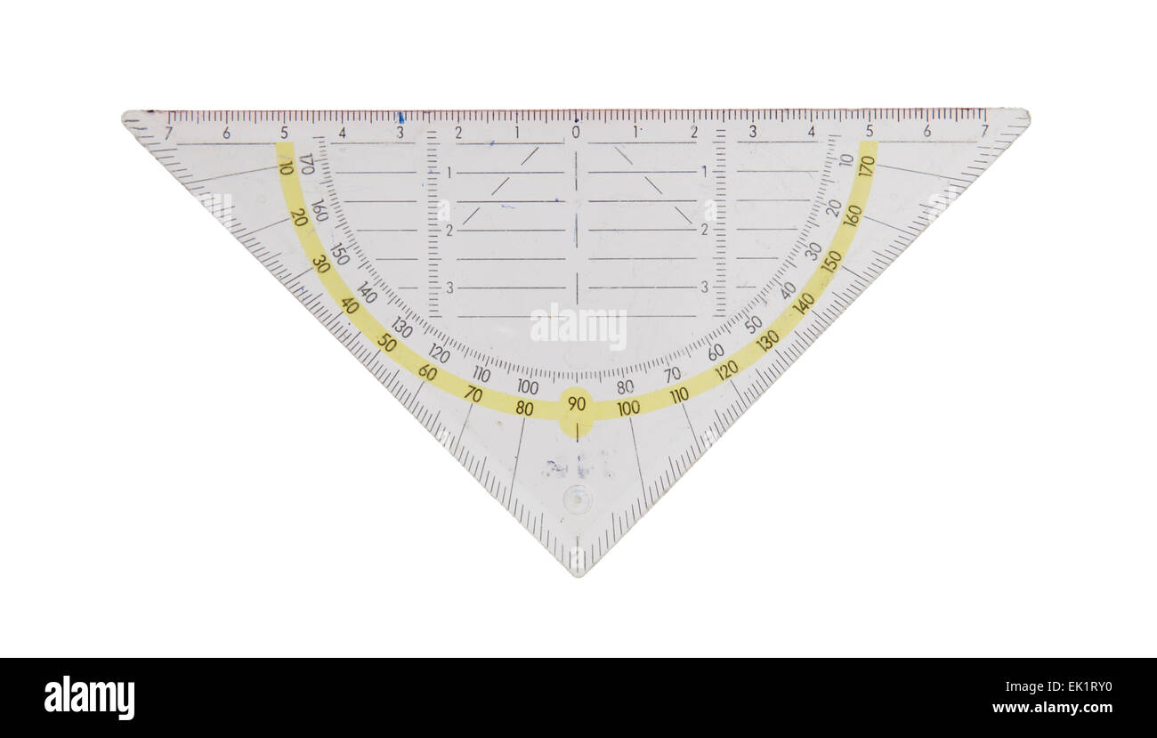 Old protractor isolated on a white background Stock Photo - Alamy
