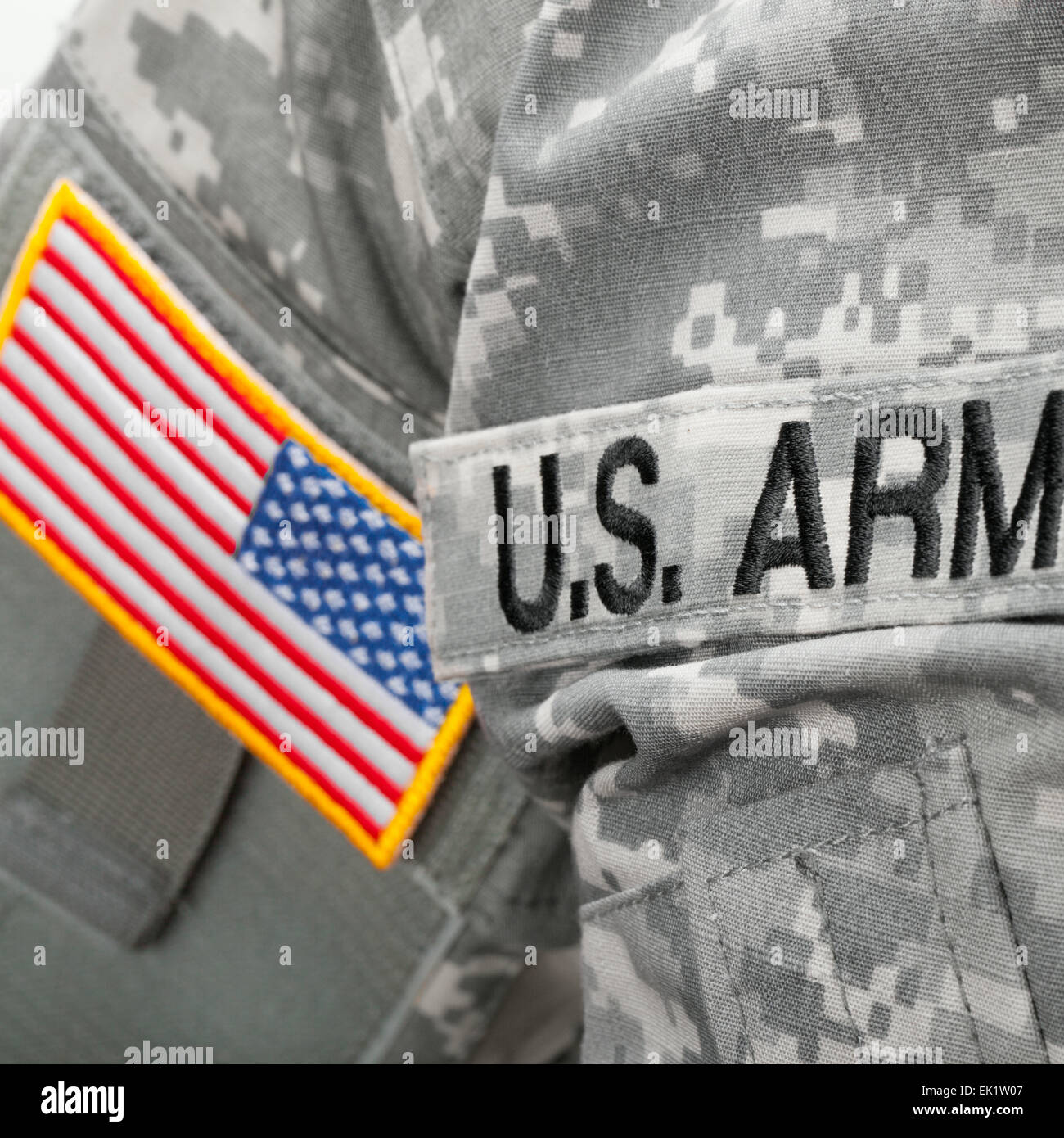 U.S. Army and flag patch on solder uniform Stock Photo - Alamy