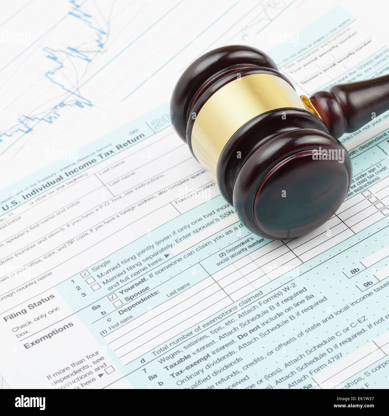 Judge's gavel over 1040 US Tax form - close up shot Stock Photo - Alamy