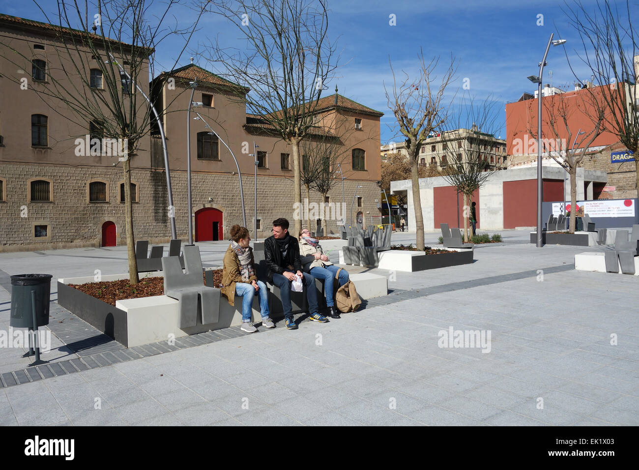 Square behind la Boqueria market, el Raval, Barcelona, Catalonia, Spain ...