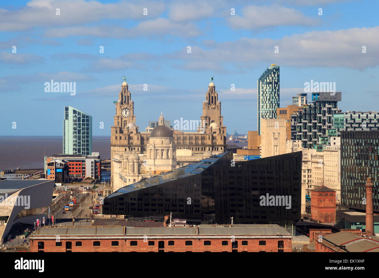 Liverpool waterfront as seen from The Wheel of Liverpool Stock Photo ...