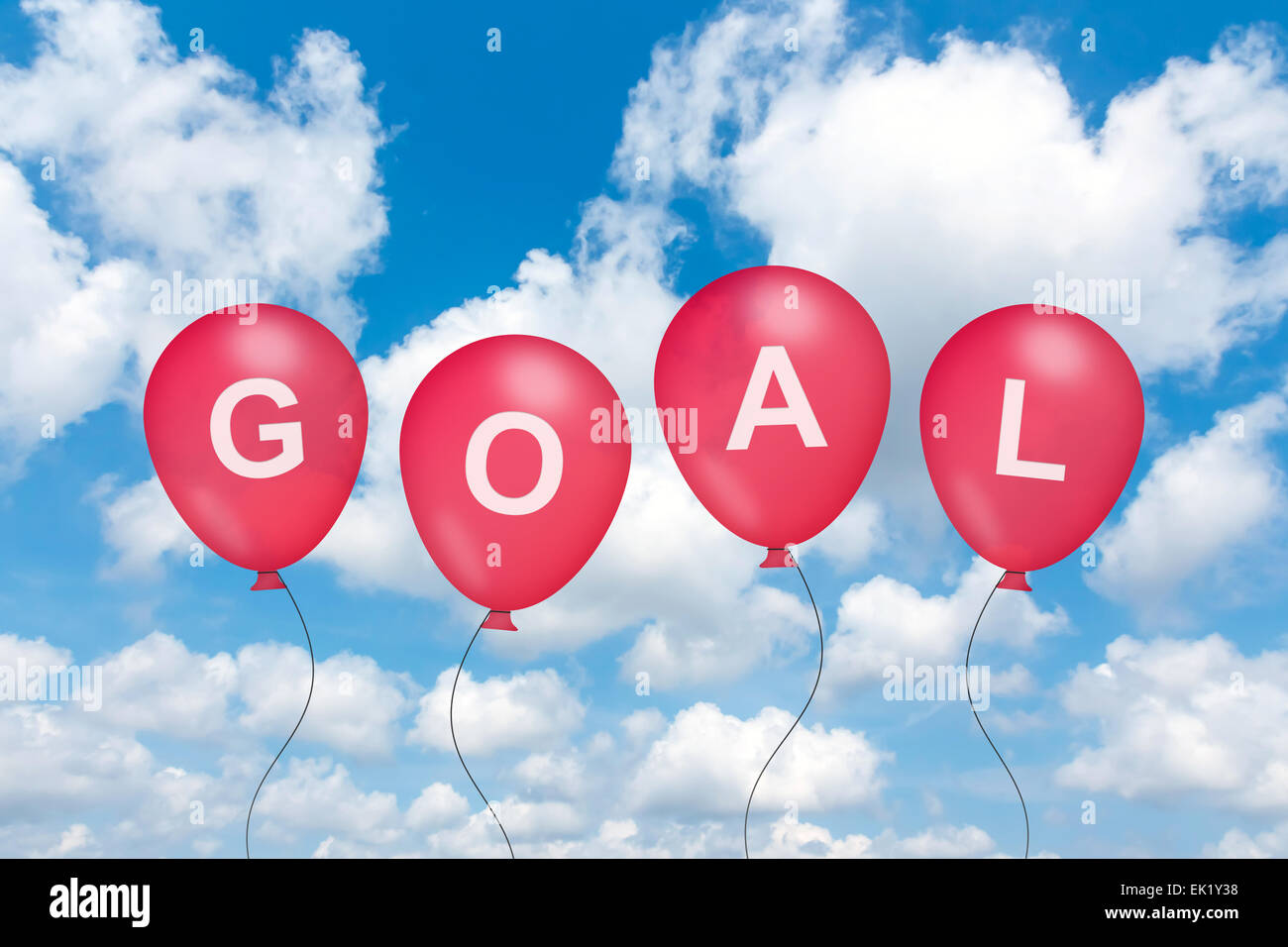 goal text on balloon with blue sky background Stock Photo - Alamy
