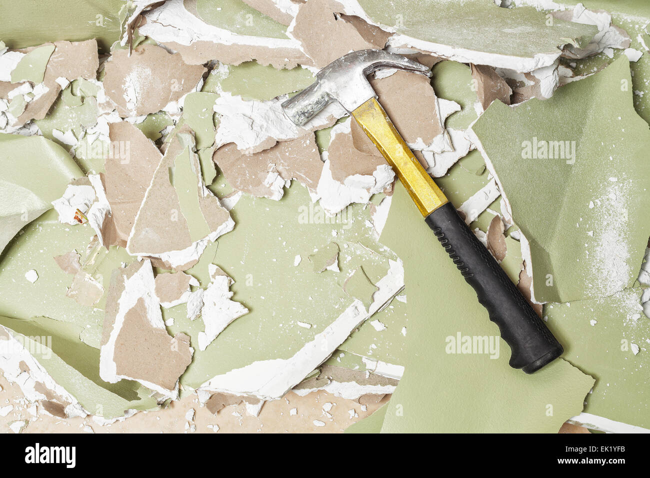 smash green wall hammer Stock Photo - Alamy