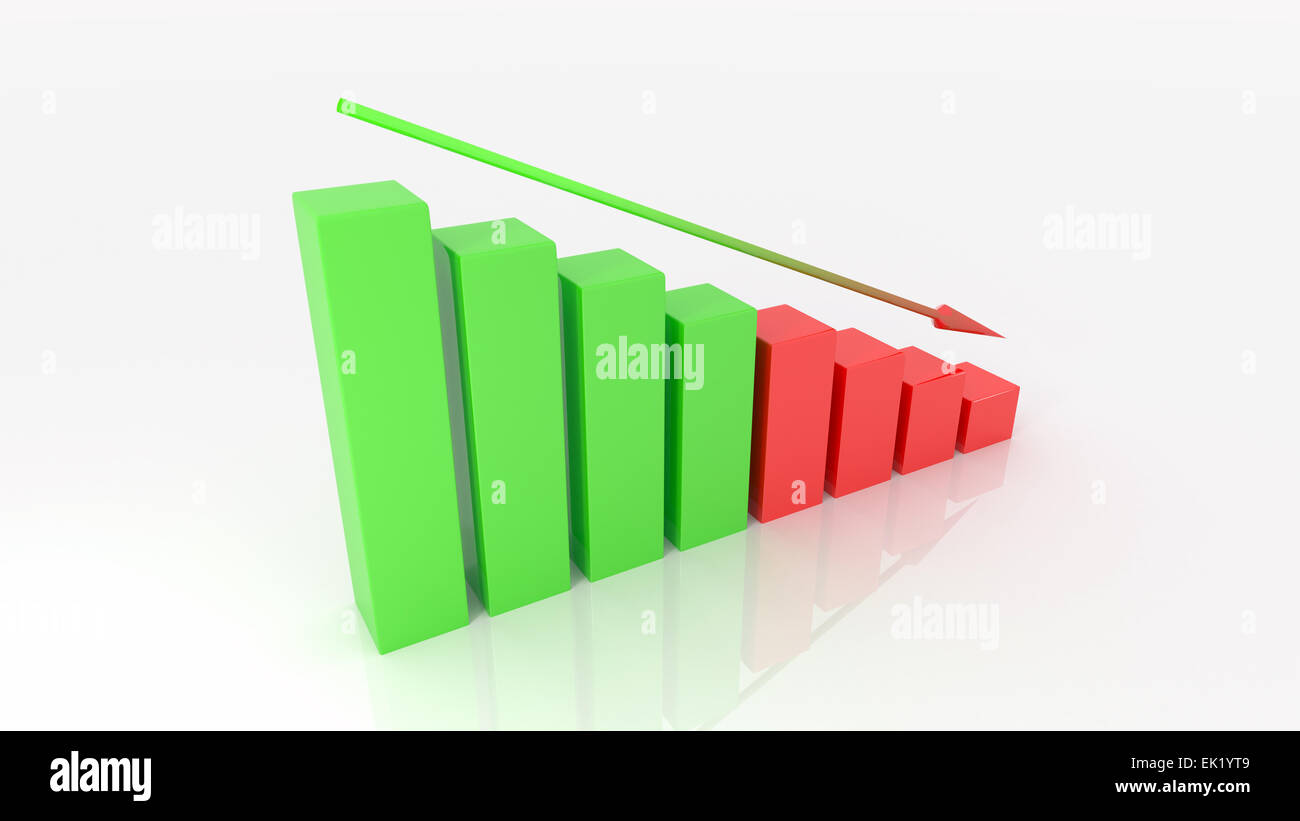 Negative graph with arrow 3d illustration isolated on white background ...