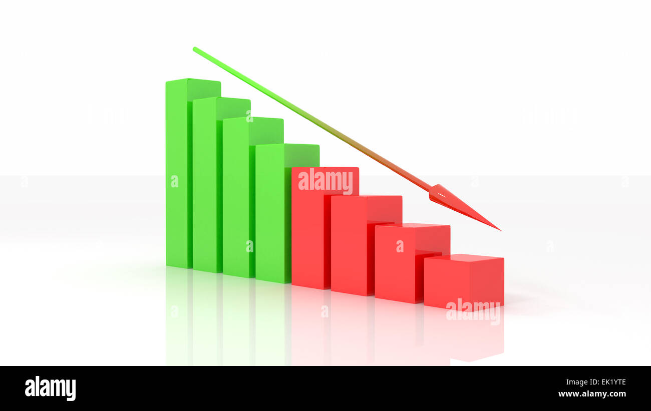 Negative graph with arrow 3d illustration isolated on white background ...
