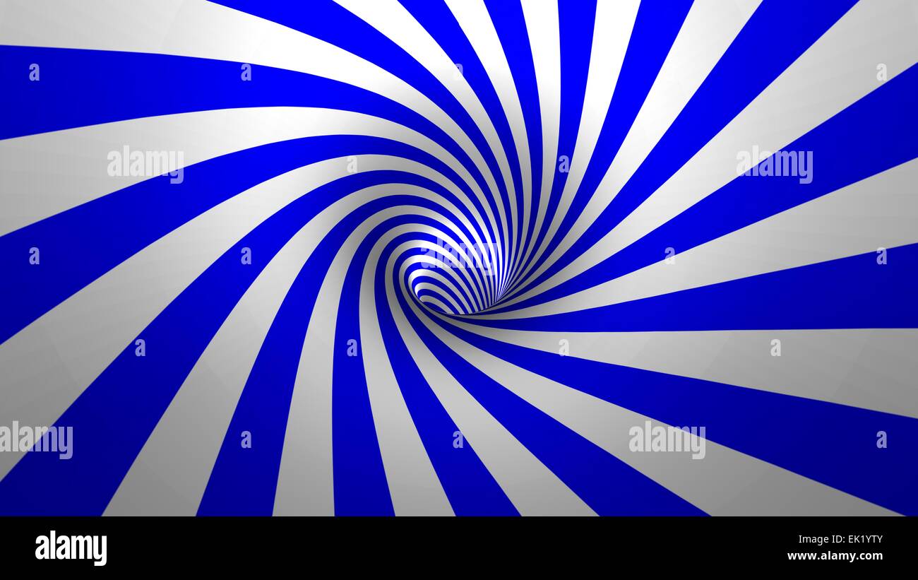 Hypnotic spiral or swirl making blue and white background in 3D Stock ...
