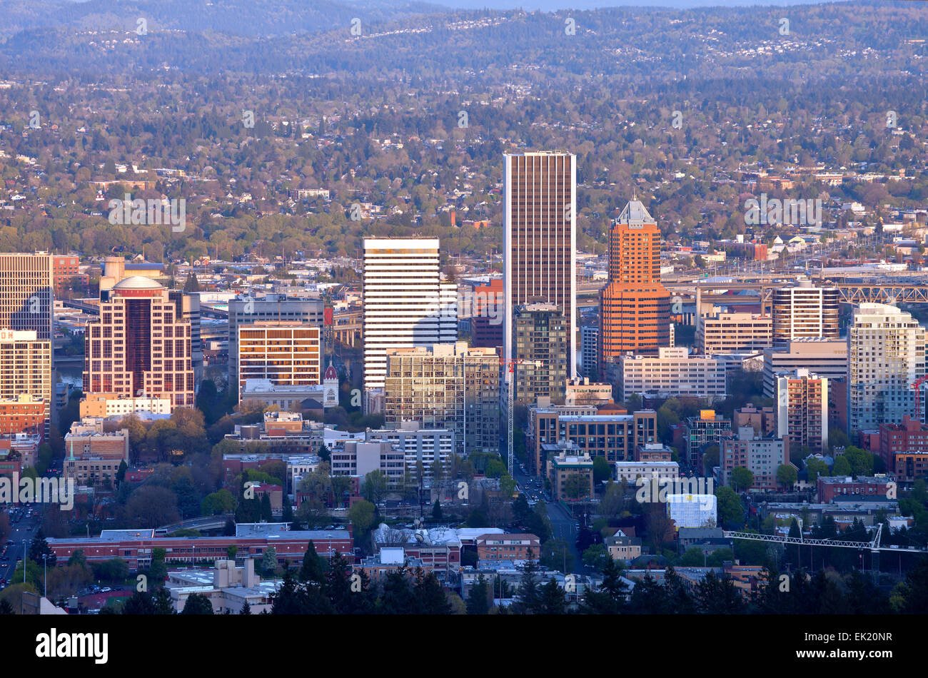Portland Oregon downtown skyline from Pittock Mansion Stock Photo - Alamy