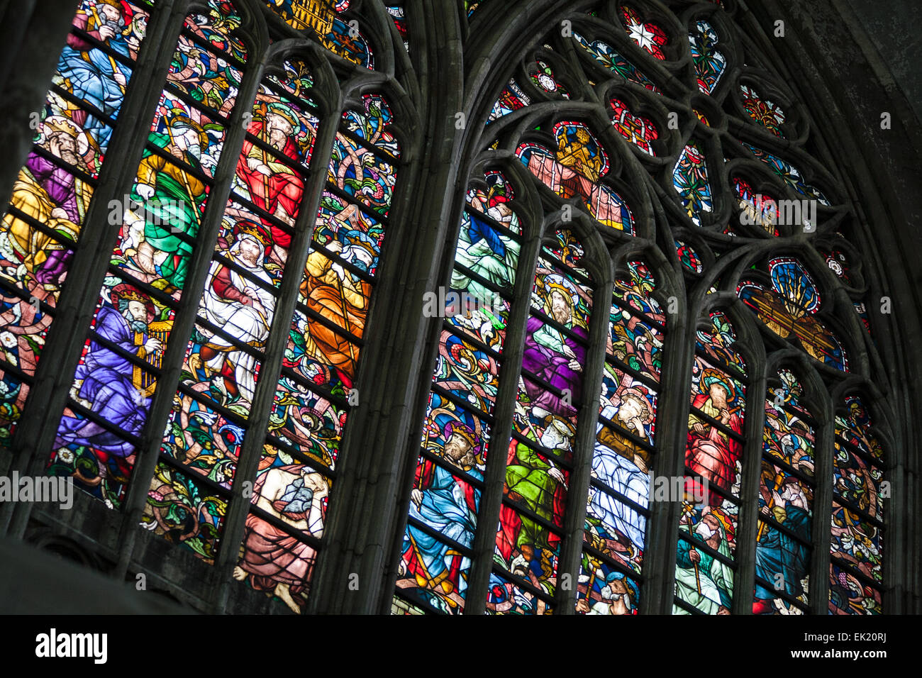 Stained Glass Window, St Saviour's Cathedral, Bruges, Belgium Stock ...