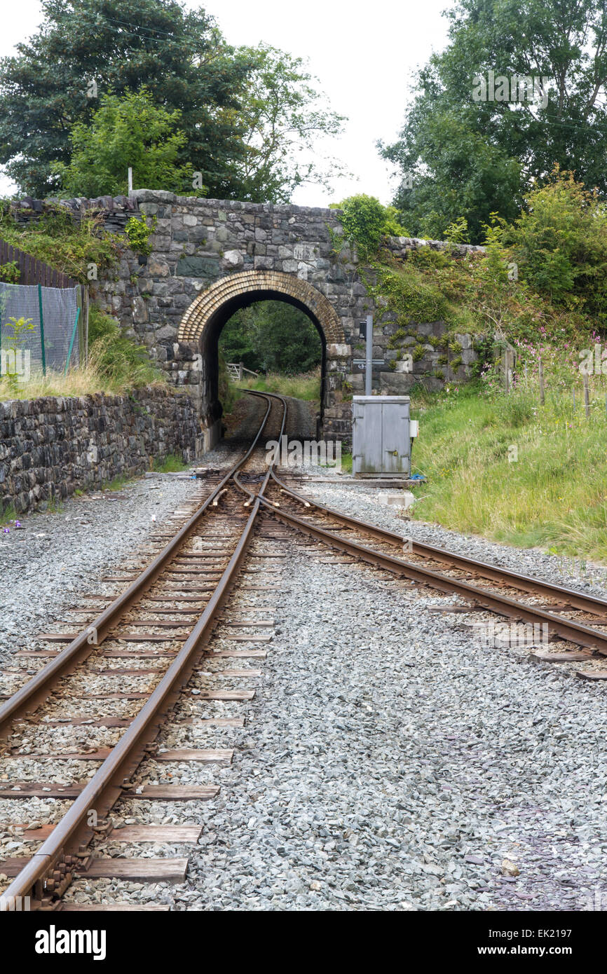 Tracks approaching Waunfaur Station on the Welsh Highland Railway Stock ...