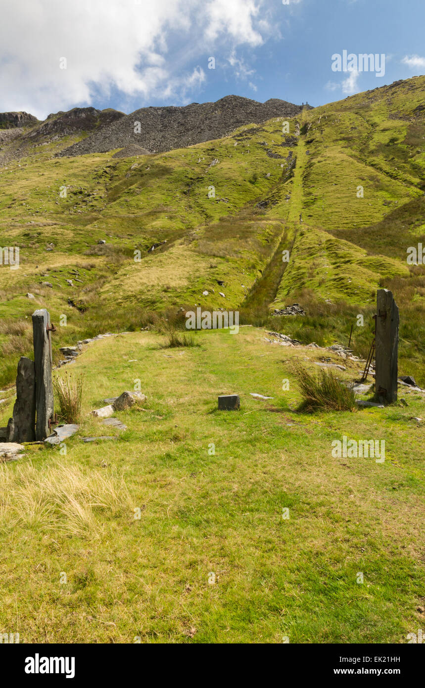 Looking up at huge exit from Croesor Slate Mine. Croesor Valley ...