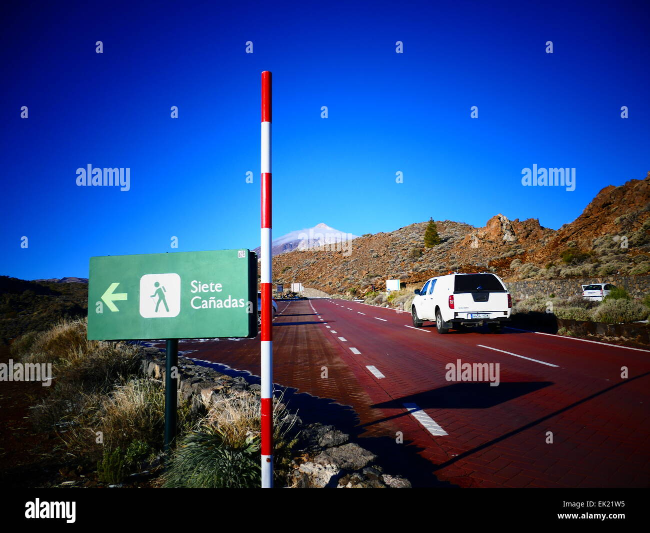 Trekking sign Mt Teide Parque Nacional del Teide Tenerife island Canary ...