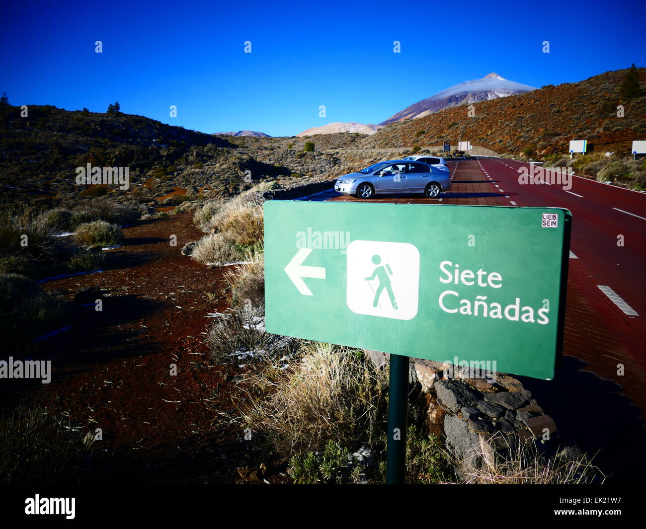 Trekking sign Mt Teide Parque Nacional del Teide Tenerife island Canary ...