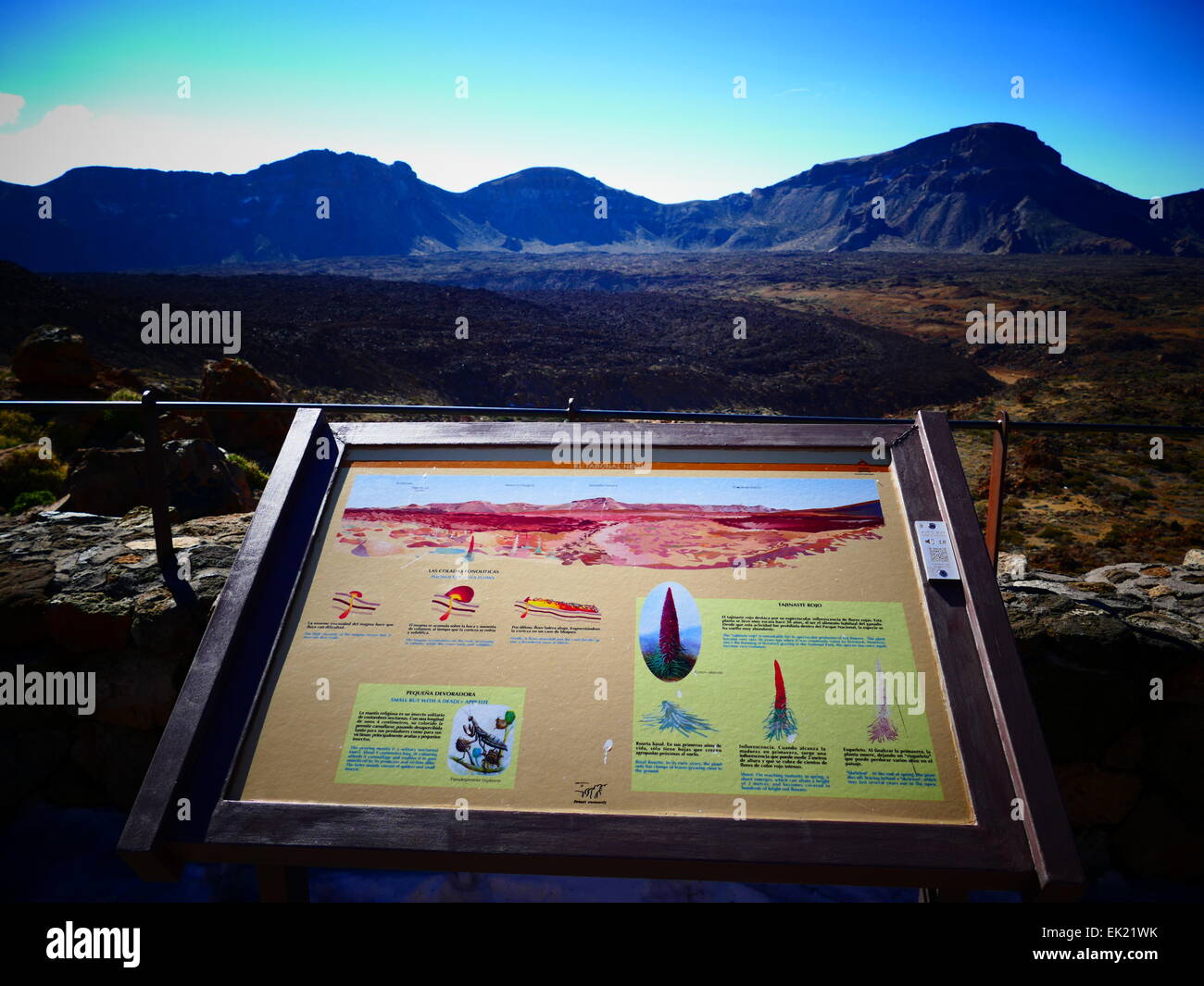 Traffic sign Trekking sign Mt Teide Parque Nacional del Teide Tenerife ...