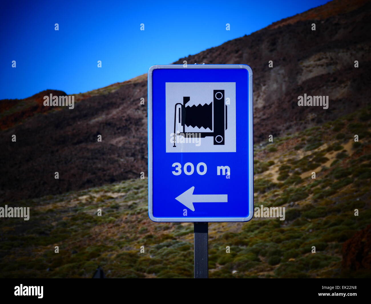View point signs at Mt Teide Parque Nacional del Teide Tenerife island ...