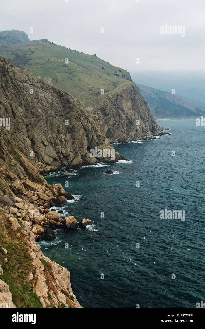 Amazing landscape view of the Black Sea coastline. Crimea Stock Photo ...