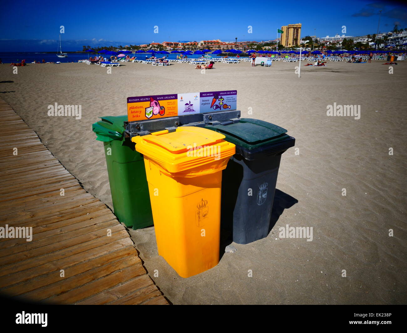 Seperation Garbage boxes Los Cristianos Beach Tenerife island Canary ...