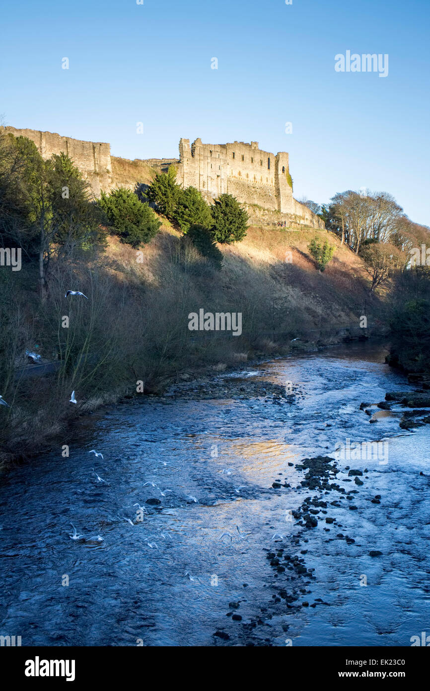 Richmond Castle on the river Swale at Richmond, North Yorkshire Stock ...