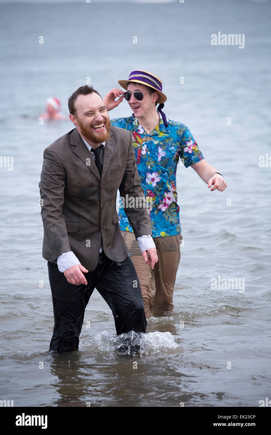 The 45th Redcar Boxing Day Dip 2014, North Yorkshire Stock Photo - Alamy