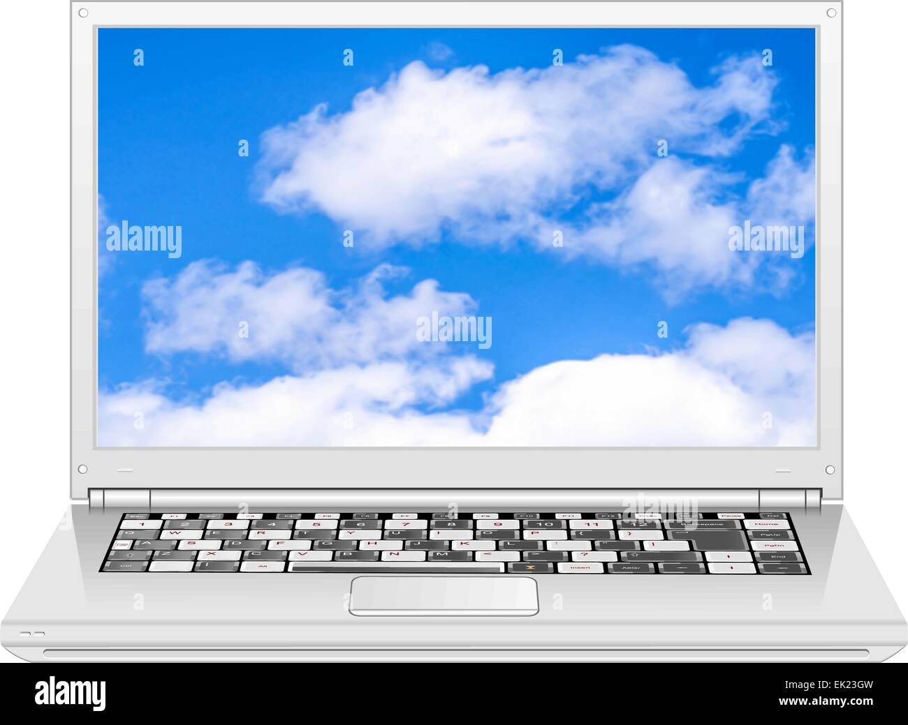 laptop, screen, open, front, outdoor, black, white, view, blank ...