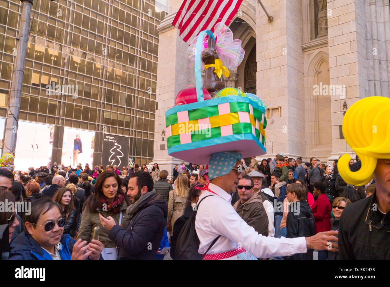 New York, USA. 5th April, 2015. A man dressed up with a Chocolate ...