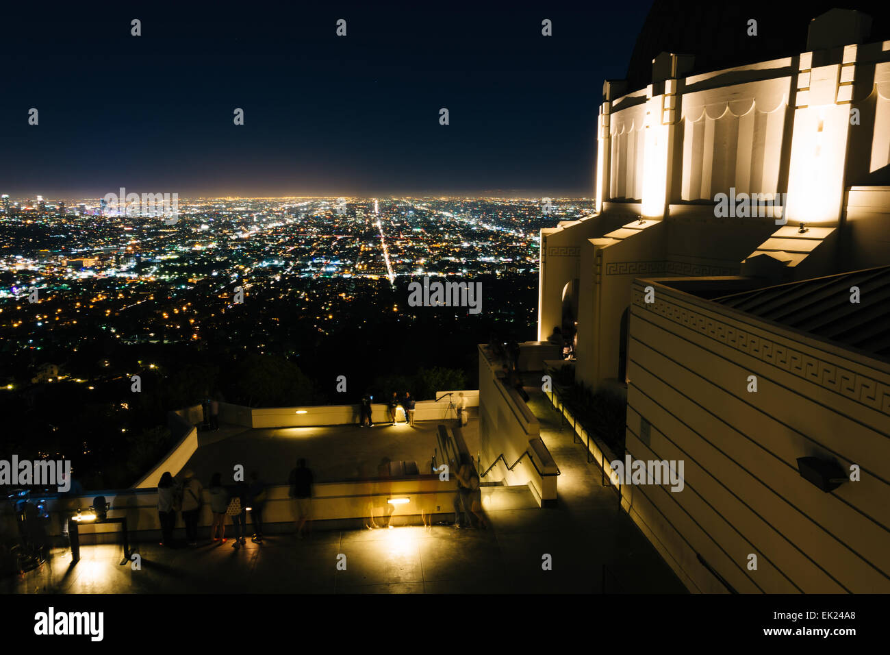 View of Los Angeles and the Griffith Observatory at night, in Griffith ...