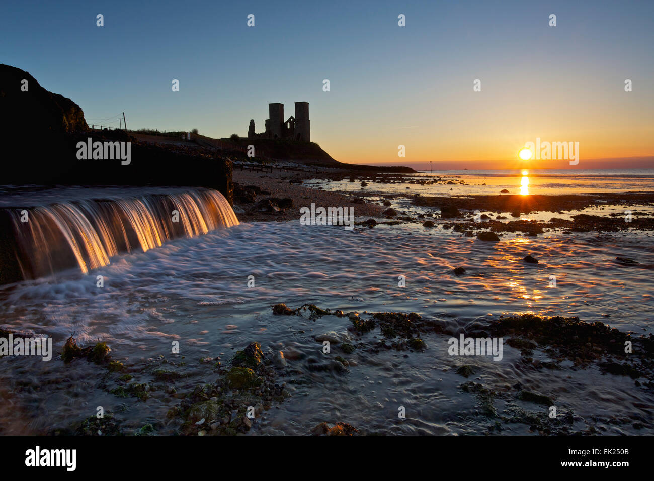 Reculver, Kent, UK. 5th April 2015: UK Weather. A glorious sunset at ...