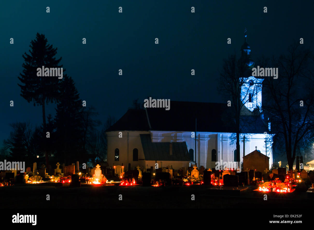 Graveyard full of candles on the 1st of november, the day of the dead ...