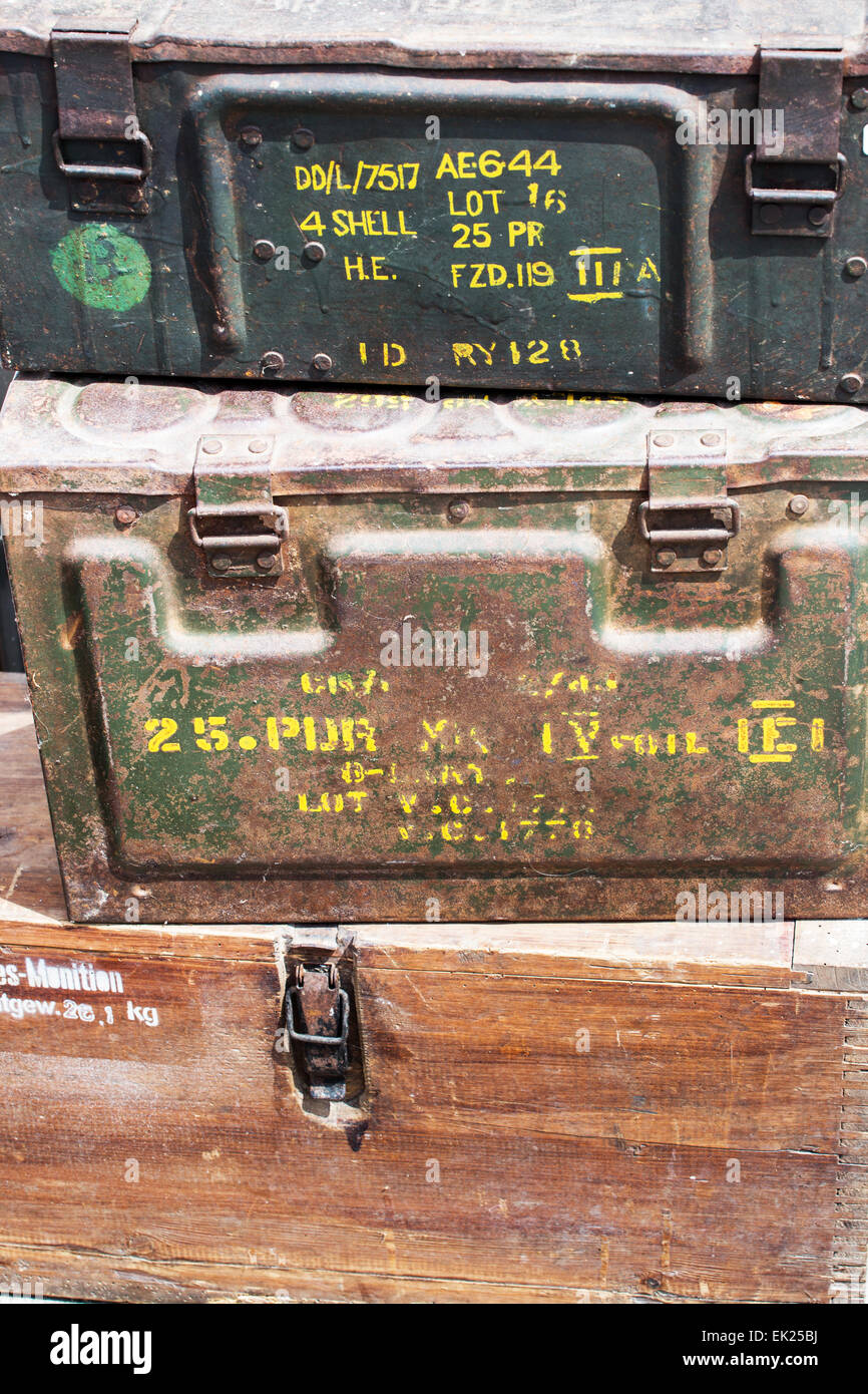 World War II vintage Ammunition boxes Stock Photo - Alamy