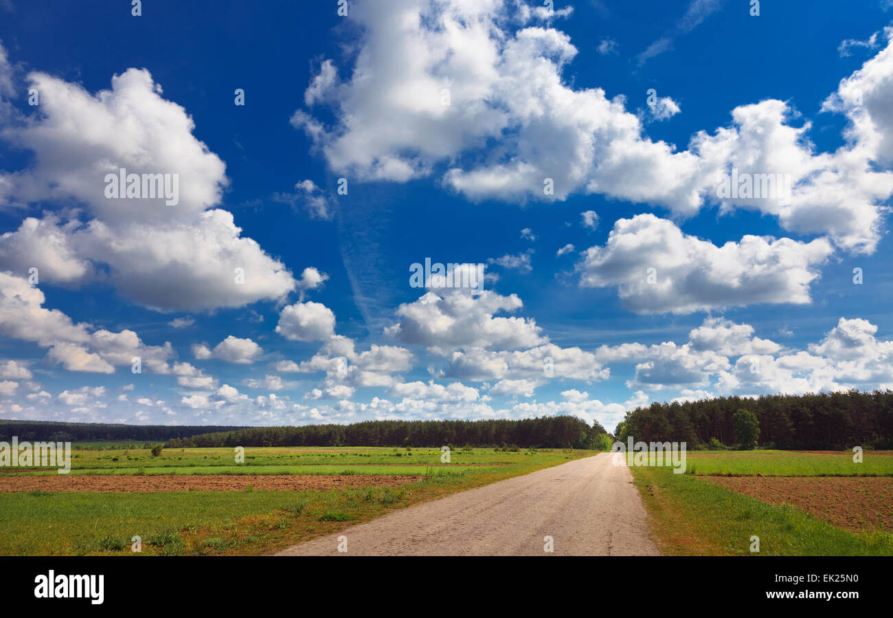 rural landscape with road and clouds Stock Photo - Alamy